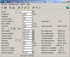Free available calculation program for bulk conveyors